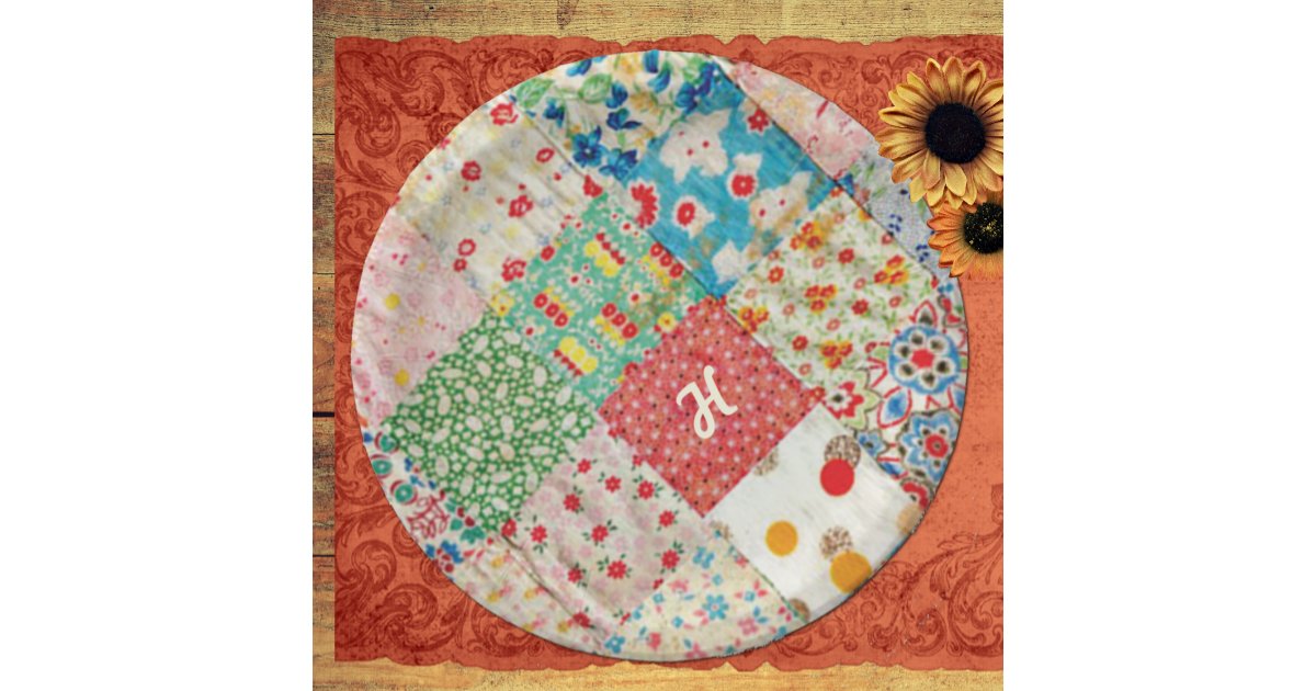 Vintage Quilt Pattern Paper Plate | Zazzle