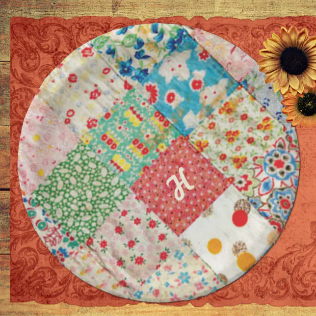 Vintage Quilt Pattern Paper Plate | Zazzle