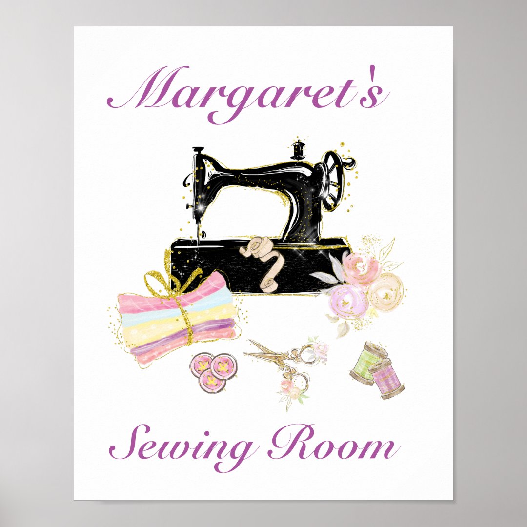Vintage Quilting Sewing Machine Poster | Zazzle