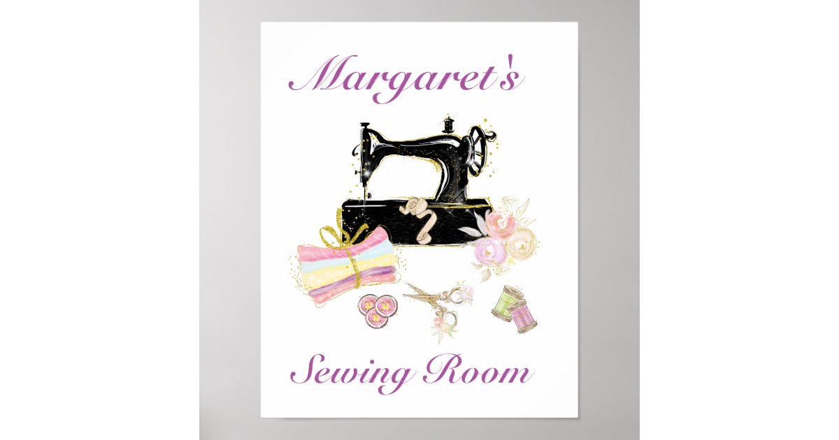 Vintage Quilting Sewing Machine Poster | Zazzle