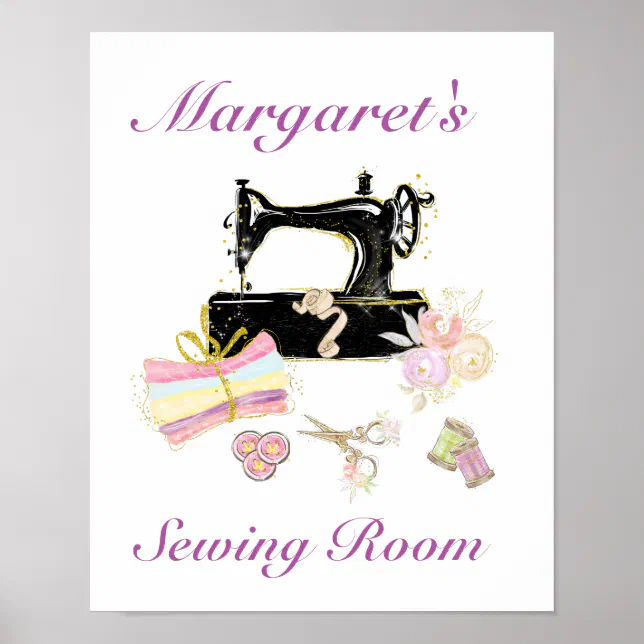 Vintage Quilting Sewing Machine Poster | Zazzle