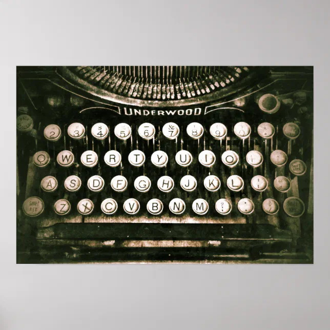 Vintage Qwerty Typewriter Rustic Keyboard Poster | Zazzle
