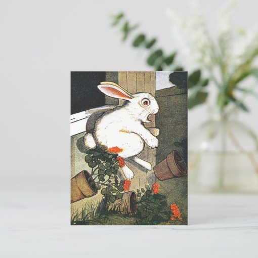 Vintage Rabbit Children's Book Illustration Postcard | Zazzle