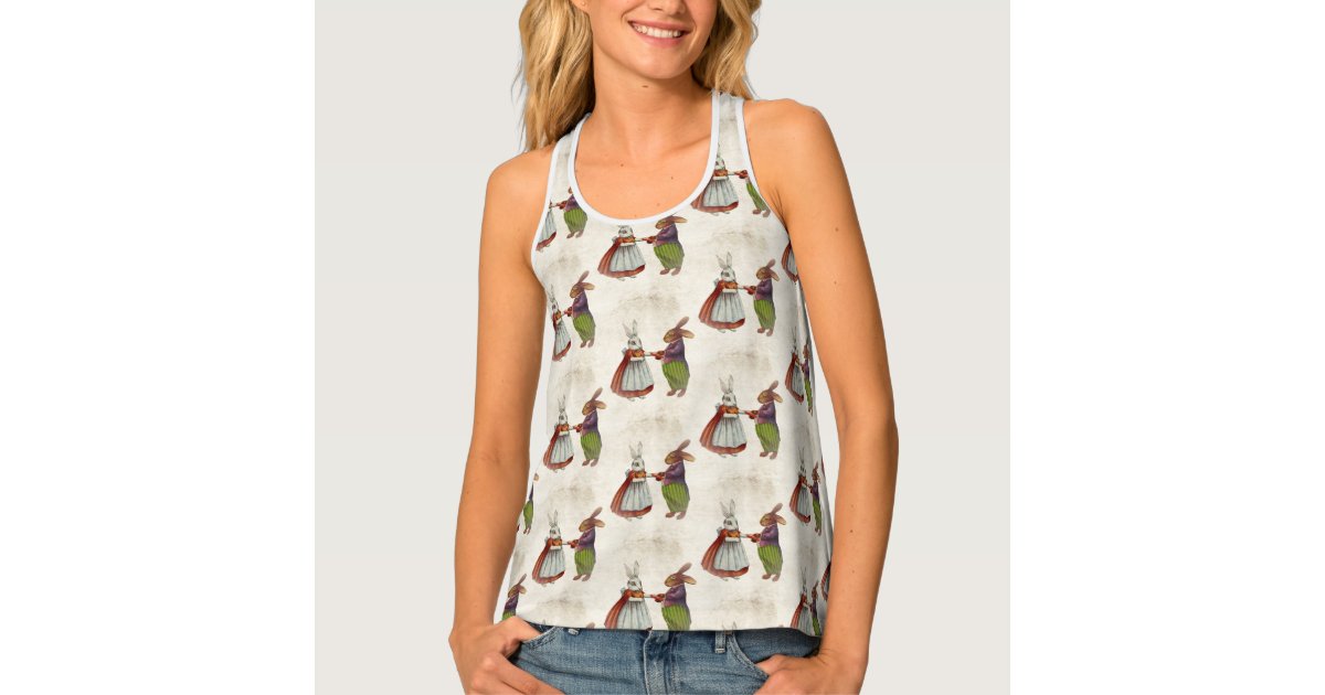 Vintage Rabbit Couple in Victorian Clothing Tank Top | Zazzle