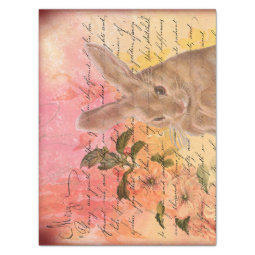 Vintage Rabbit Cursive Script Decoupage Tissue Paper | Zazzle