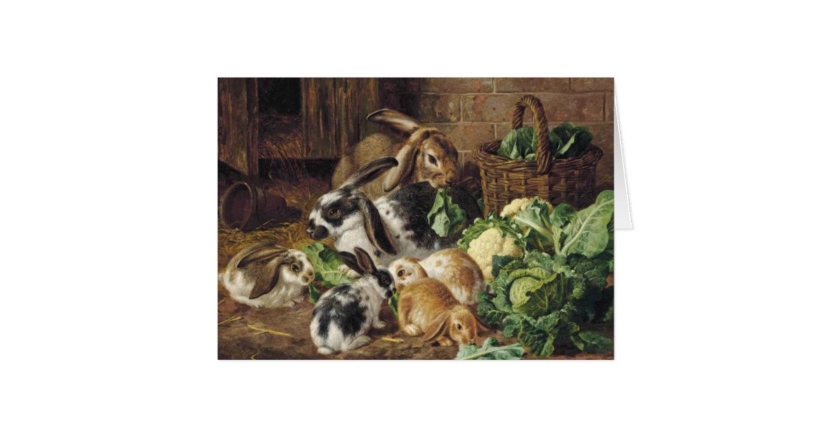 Vintage - Rabbit Family Eating Vegetables, | Zazzle