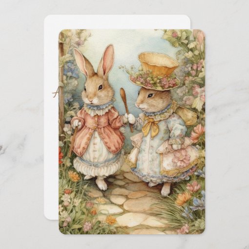 Vintage Rabbit Greeting Card | Zazzle