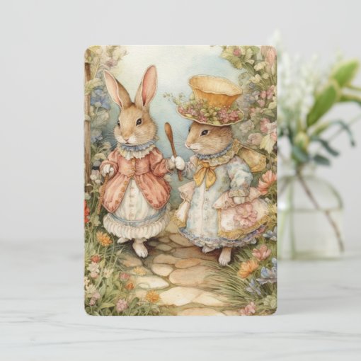 Vintage Rabbit Greeting Card | Zazzle