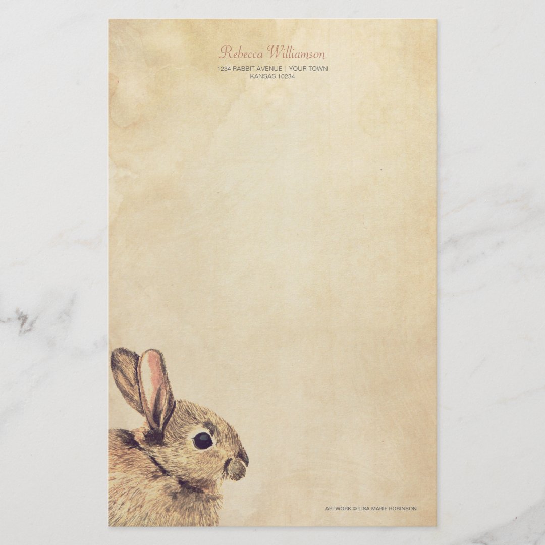 Vintage Rabbit Sketch Personalized Stationery | Zazzle