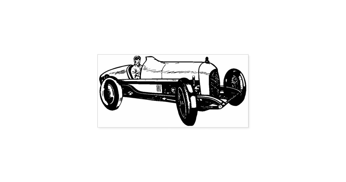 Vintage Race Car Rubber Stamp | Zazzle