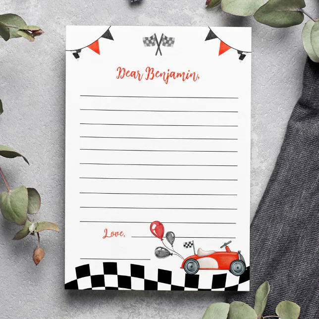 Vintage Race Car Time Capsule Note Message Card | Zazzle
