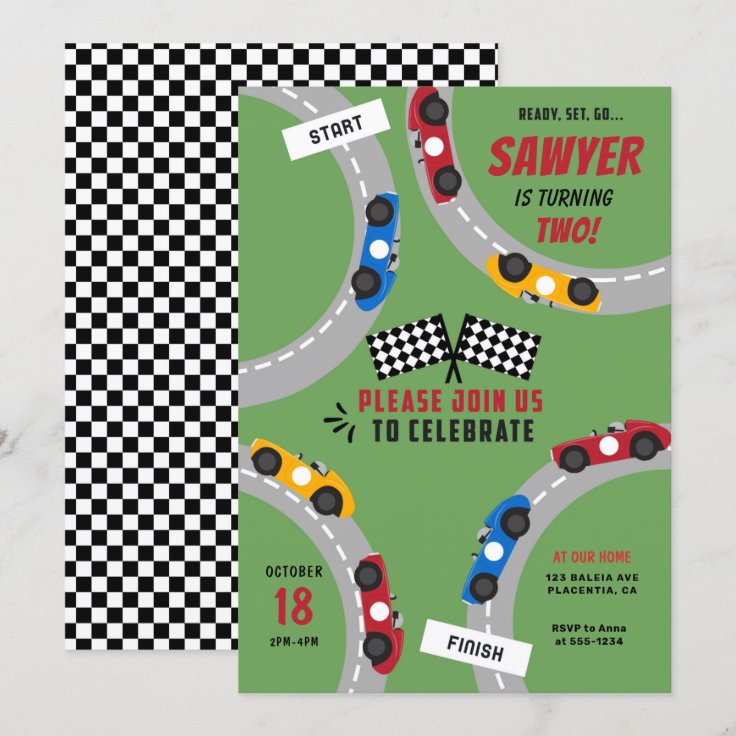 Vintage Racing Car Birthday Party Invitation | Zazzle