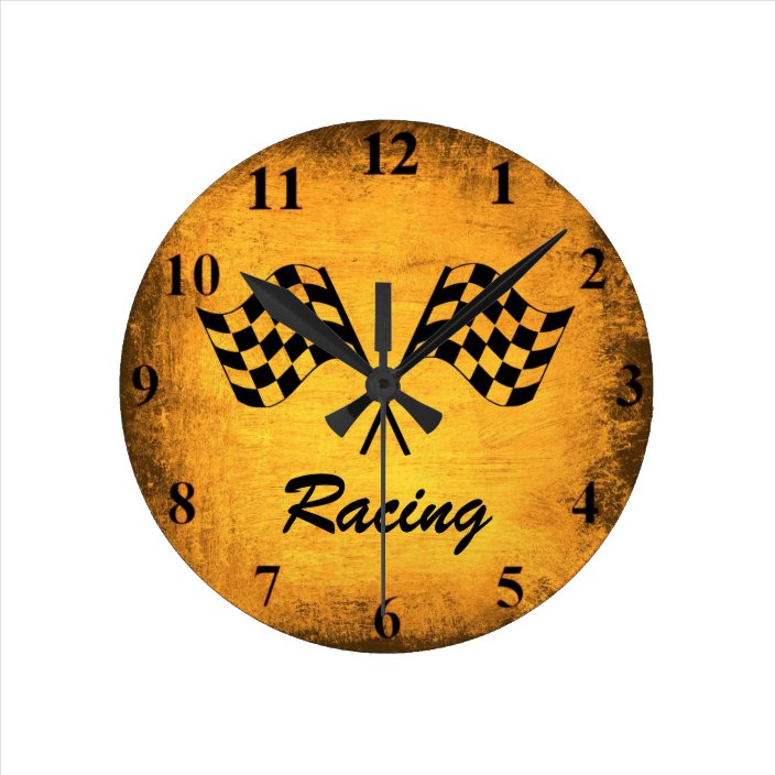 Vintage Racing Flags Wall Clock | Zazzle.com