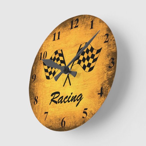 Vintage Racing Flags Wall Clock | Zazzle