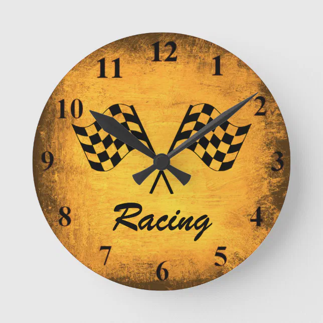 Vintage Racing Flags Wall Clock | Zazzle