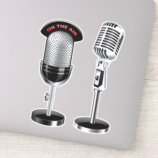 Vintage radio microphone sticker | Zazzle.com