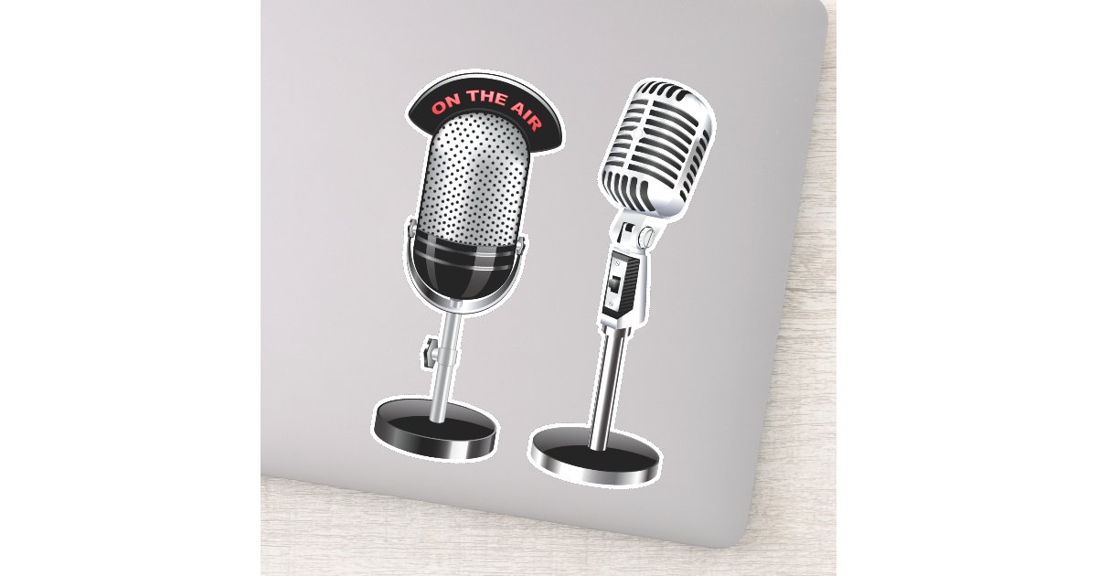 Vintage radio microphone sticker | Zazzle