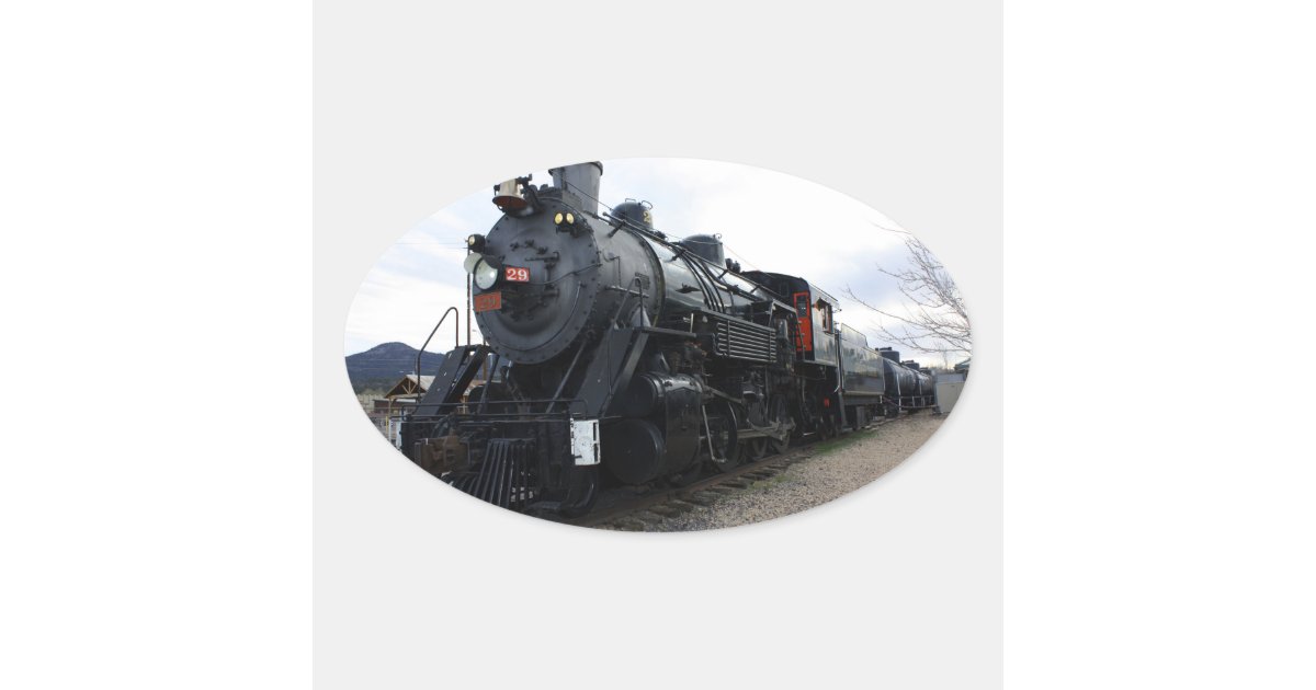 Vintage Railroad Steam Train Oval Sticker | Zazzle
