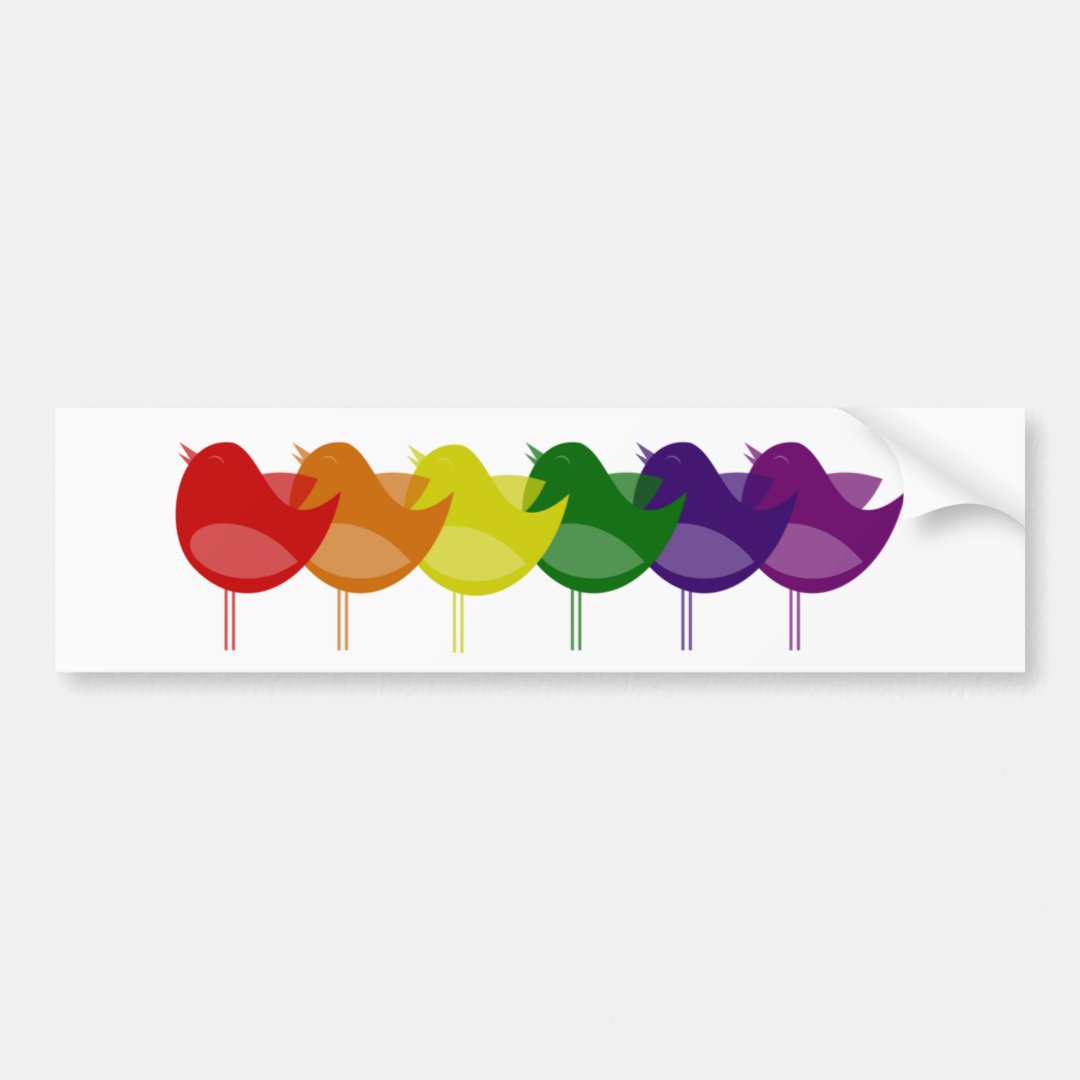 Vintage Rainbow Birds Bumper Sticker | Zazzle