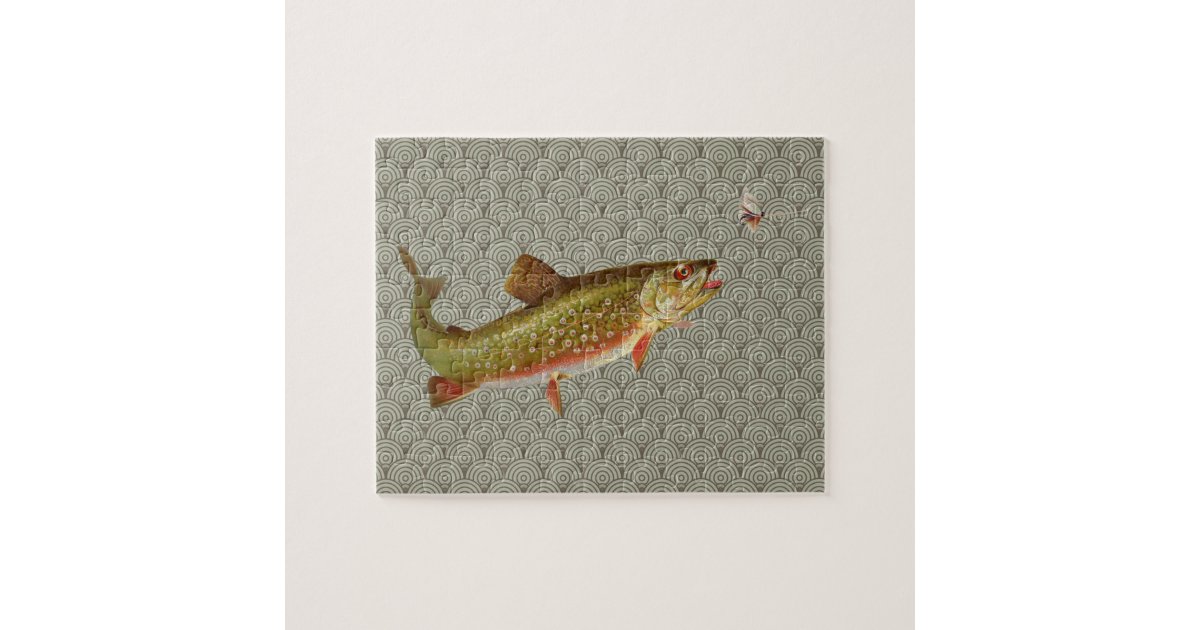 Vintage Rainbow Trout Fly Fishing Jigsaw Puzzle | Zazzle