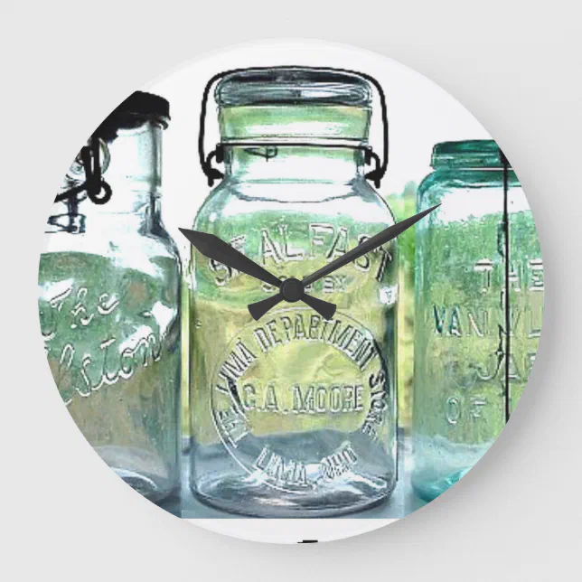 Vintage Rare Lima Ohio Fruit Jar Canning Jars Large Clock | Zazzle