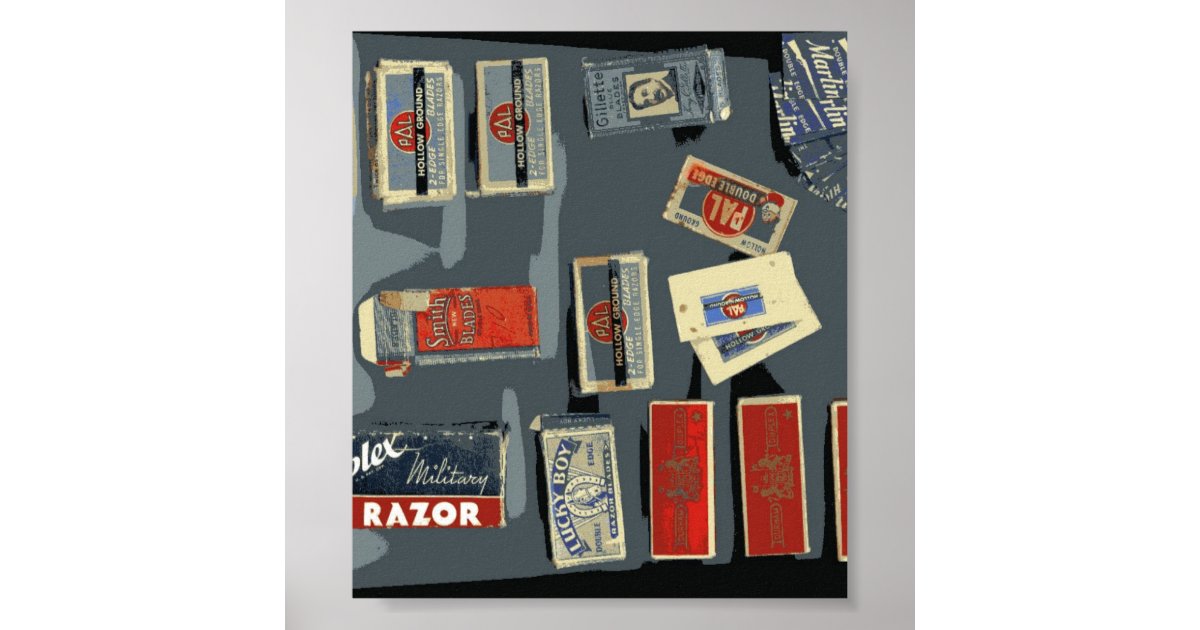 Vintage Razor Blade Brands Poster | Zazzle