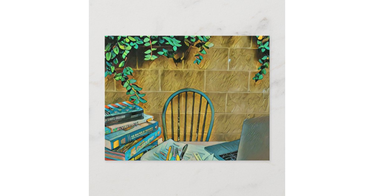 Vintage reading artwork postcard | Zazzle