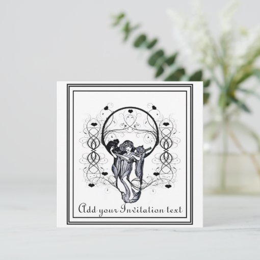 Vintage reading girl, Invitations | Zazzle