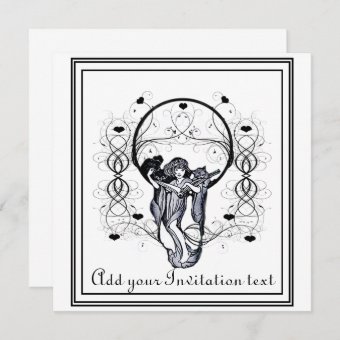 Vintage reading girl, Invitations | Zazzle