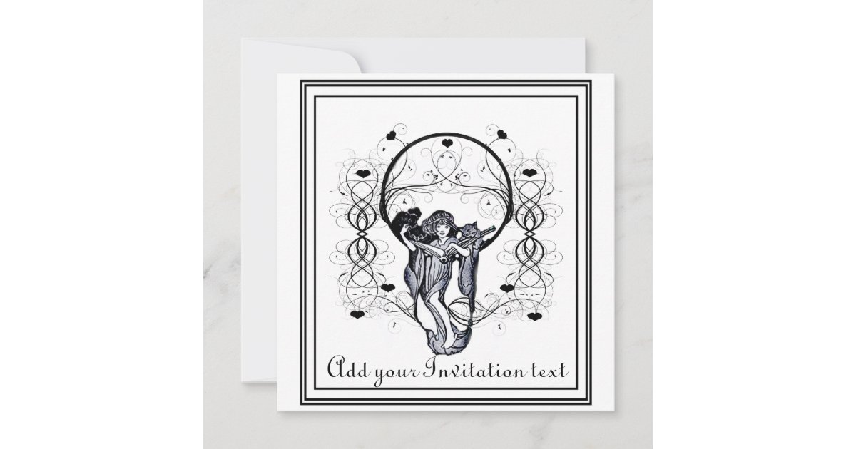 Vintage reading girl, Invitations | Zazzle