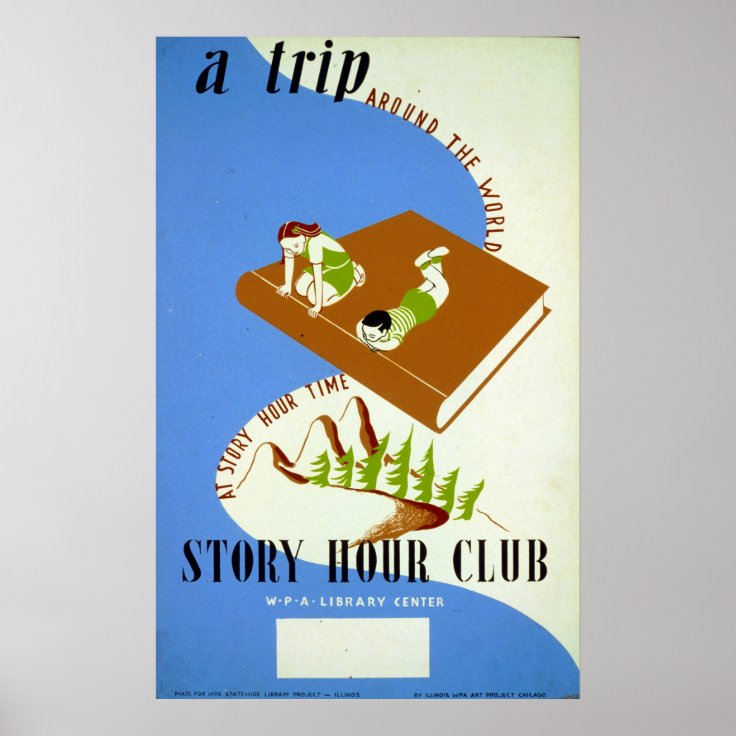 Vintage Reading Story Hour Book Club WPA Poster | Zazzle