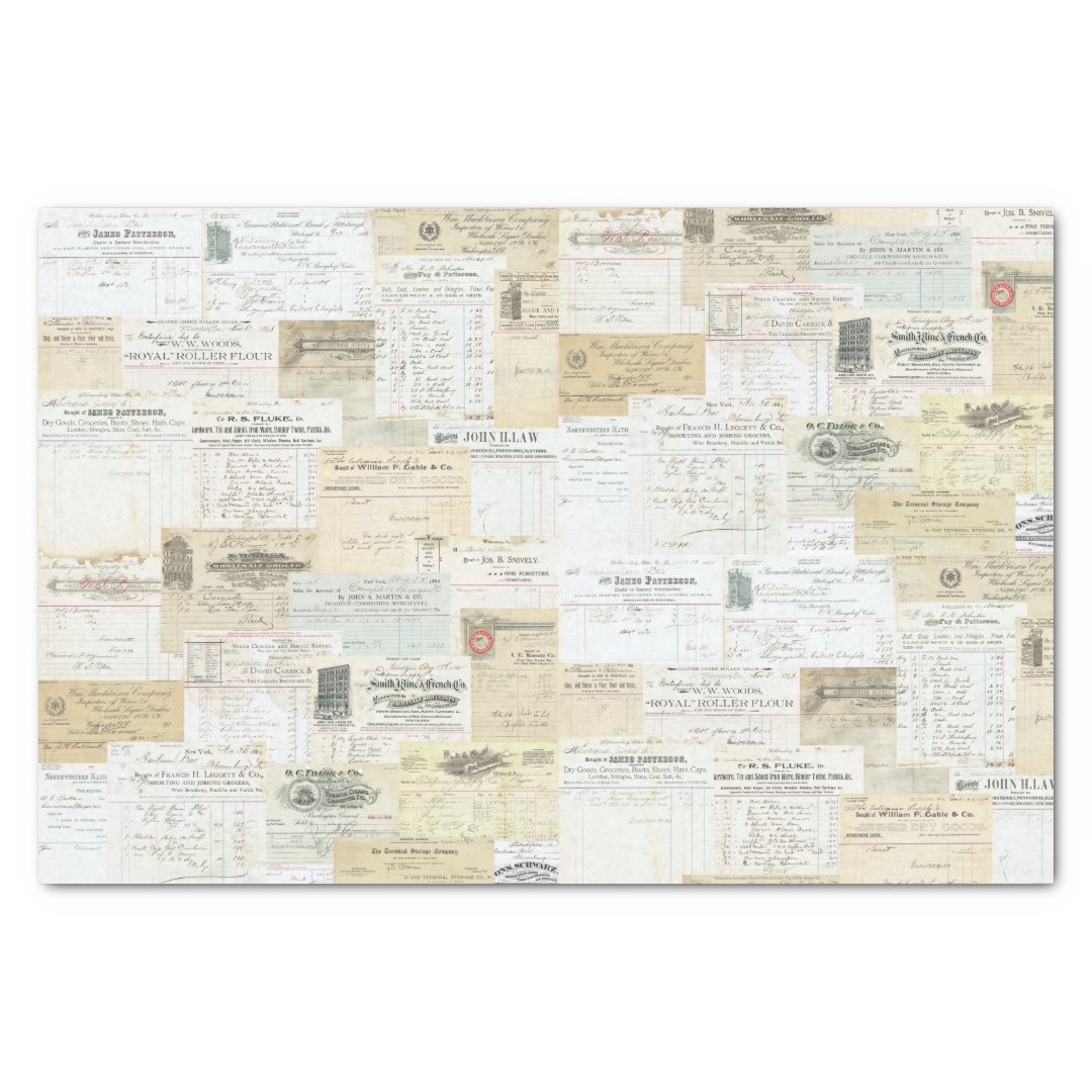 Vintage Receipts Tissue Paper | Zazzle