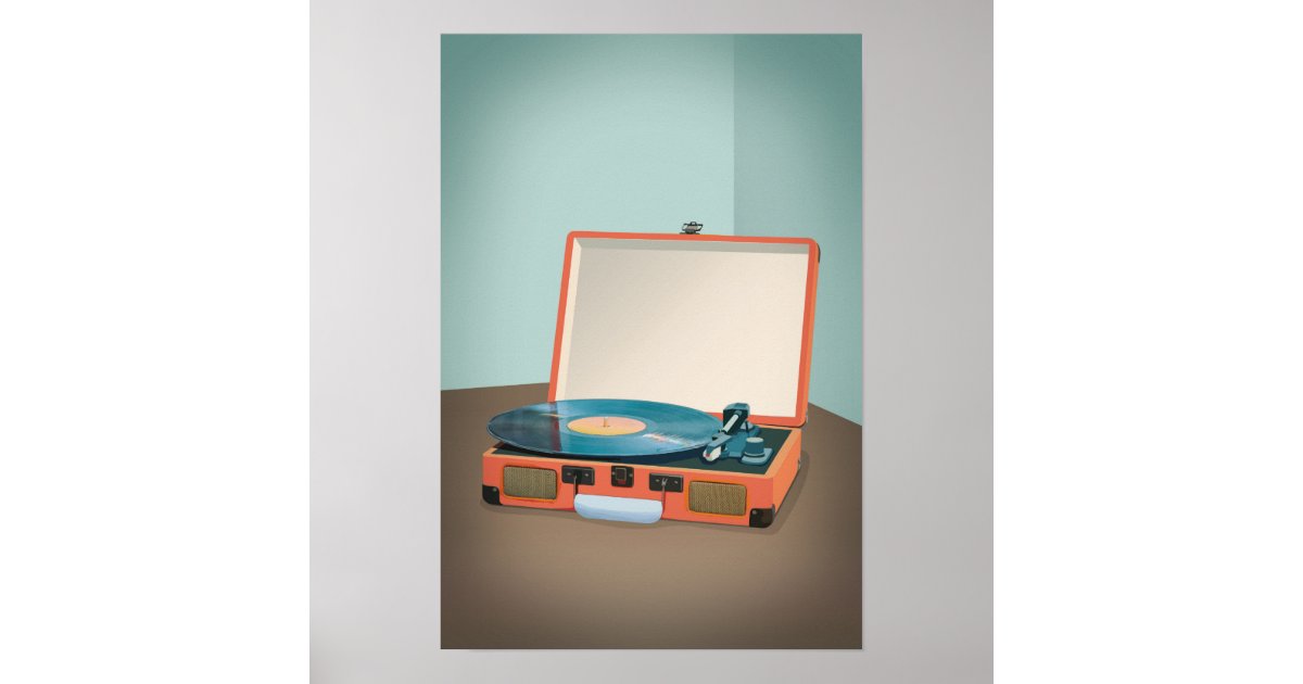 Vintage Record Player With Vinyl Record Poster | Zazzle