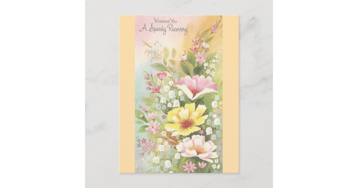 Vintage Recovery With Flowers Postcard | Zazzle