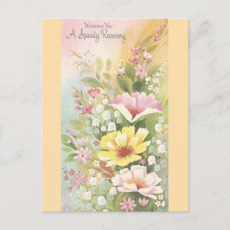 Vintage Recovery With Flowers Postcard | Zazzle