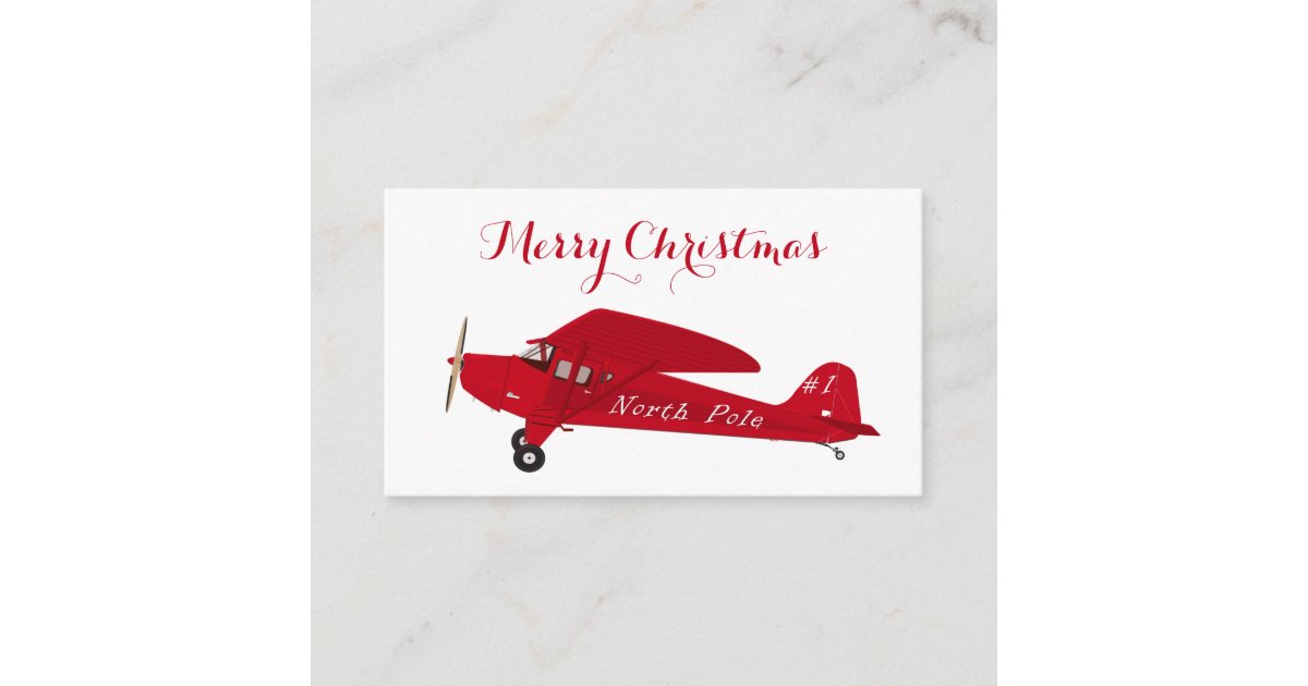 Vintage Red Airplane Merry Christmas Gift Tags Enclosure Card | Zazzle