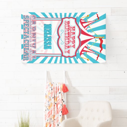 Vintage Red and Teal Carnival Party Banner | Zazzle