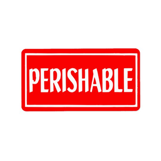 Vintage Red and White Perishable Sticker | Zazzle.com
