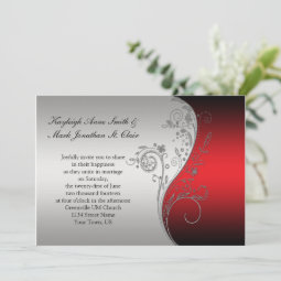 Vintage Red Black and Silver Wedding Invitation | Zazzle