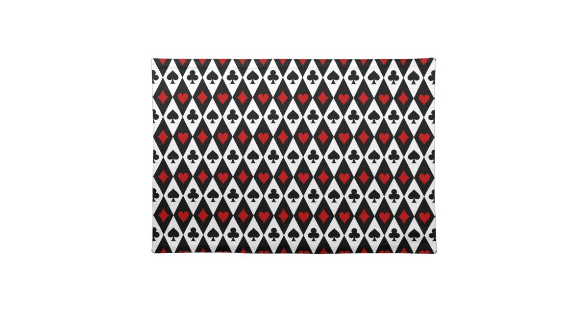 Vintage Red Black Playing Cards Symbols Cloth Placemat | Zazzle