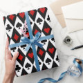 Vintage Red Black Playing Cards Symbols Wrapping Paper | Zazzle