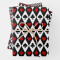 Vintage Red Black Playing Cards Symbols Wrapping Paper Sheets | Zazzle