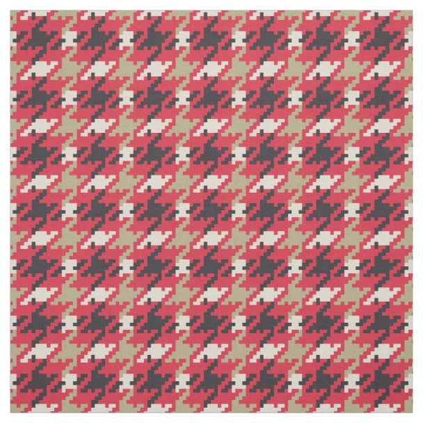 Red, Black Houndstooth Pattern #2M Fabric | Zazzle