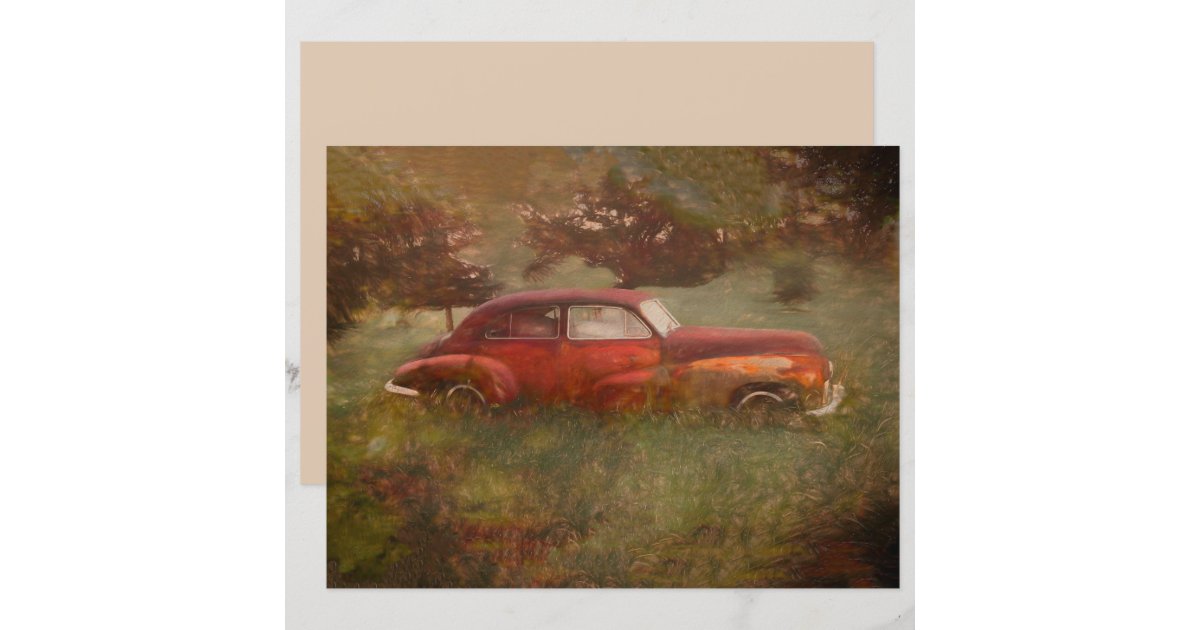 Vintage Red Car Antique Old Rustic Retro Art | Zazzle