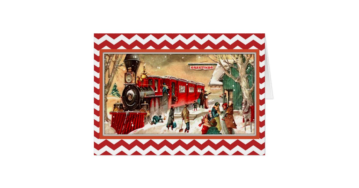 Vintage Red Christmas Train Card | Zazzle.com