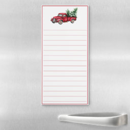 Vintage Red Christmas Tree Truck Magnetic Notepad | Zazzle