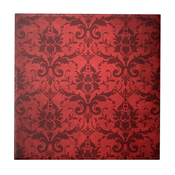 Vintage Red Damask Wallpaper Tile | Zazzle