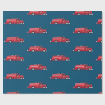 Vintage Red Fire Engine Fire Truck Wrapping Paper | Zazzle