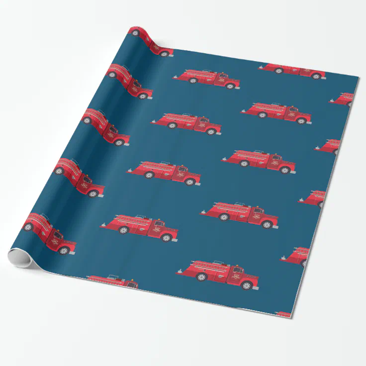 Vintage Red Fire Engine Fire Truck Wrapping Paper | Zazzle