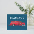 Vintage Red Fire Truck / Fire Engine Thank You Postcard | Zazzle